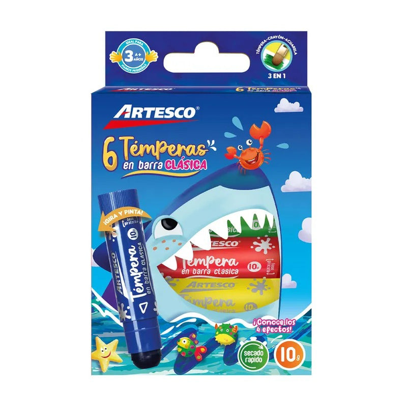 Tempera Artesco En Barra 10Gr Clasico X6 Colores — Comercial Li